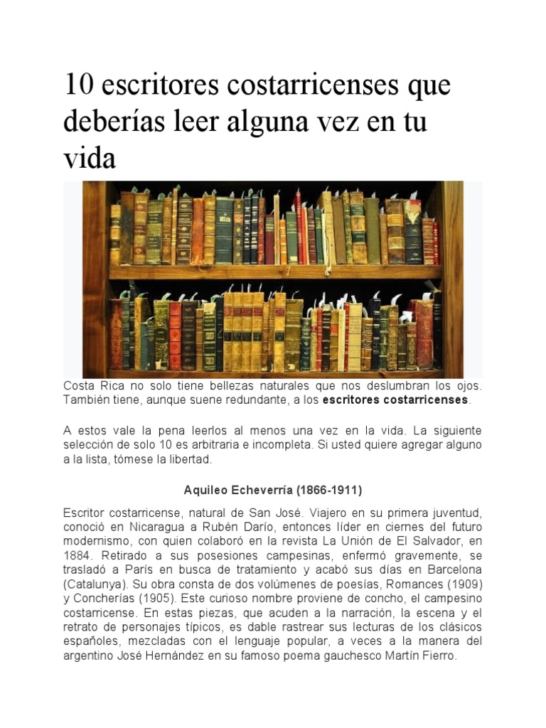 10 Escritores Costarricenses Que Deberías Leer Alguna Vez en Tu Vida ...