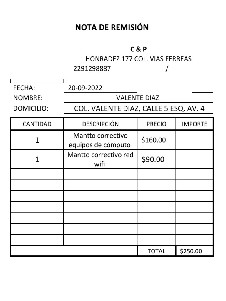 FORMATO-NOTA-DE-REMISIÓN | PDF