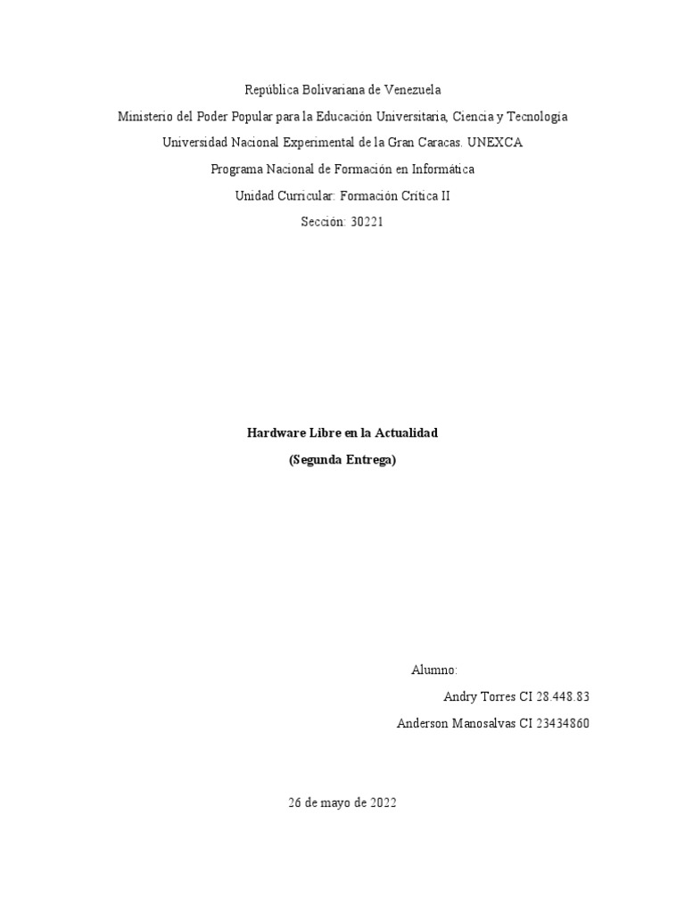 Hardware Libre en La Actualidad Nacional | PDF | Software libre | Hardware de la computadora