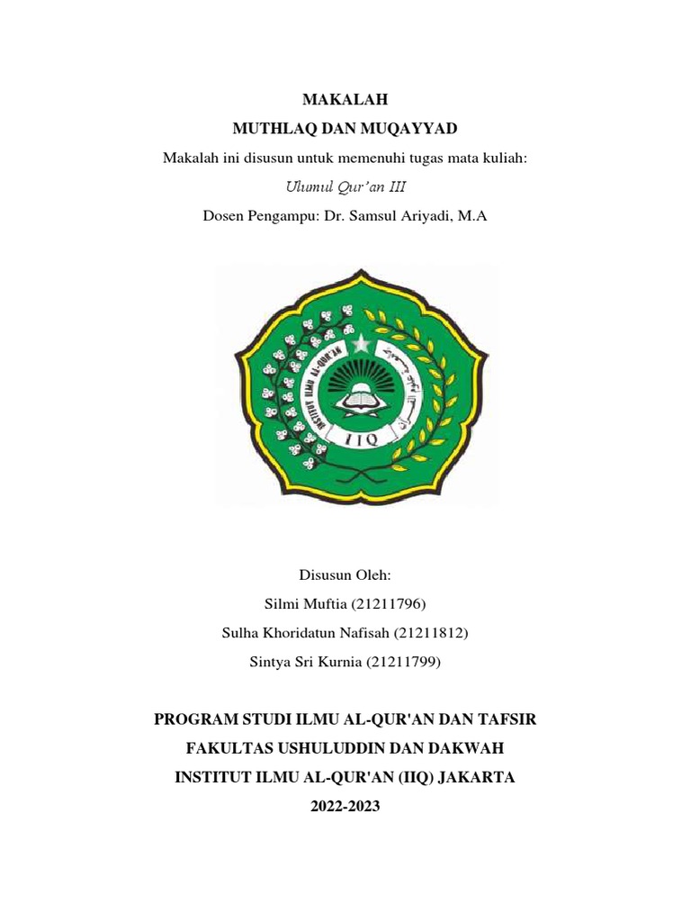 Pengertian Muthlaq dan Muqayyad dalam Islam | PDF