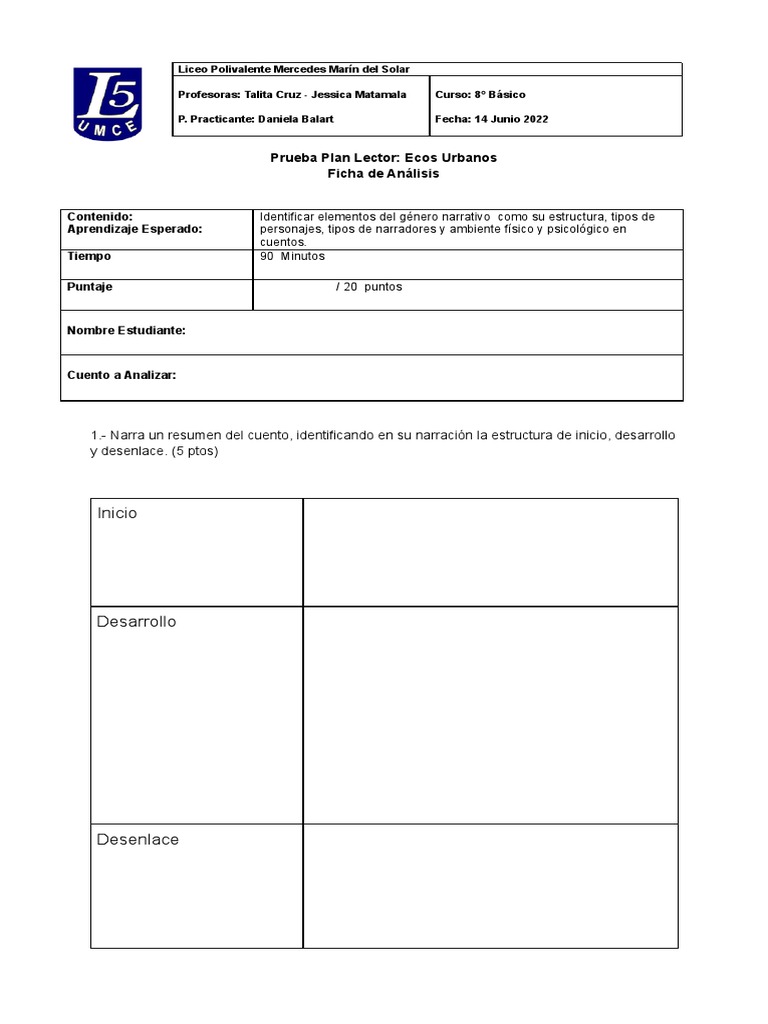 Prueba Plan Lector Octavo | PDF | Ciencia y matemáticas | Ficción general