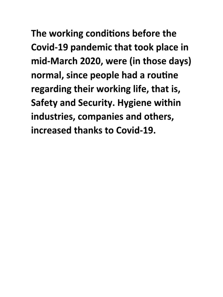 The Working Conditions Before The Covid | PDF