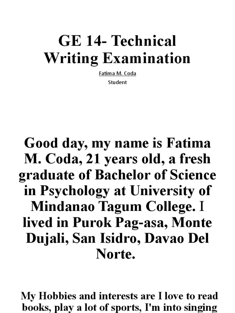 GE 14 Technical Writing Examination | PDF