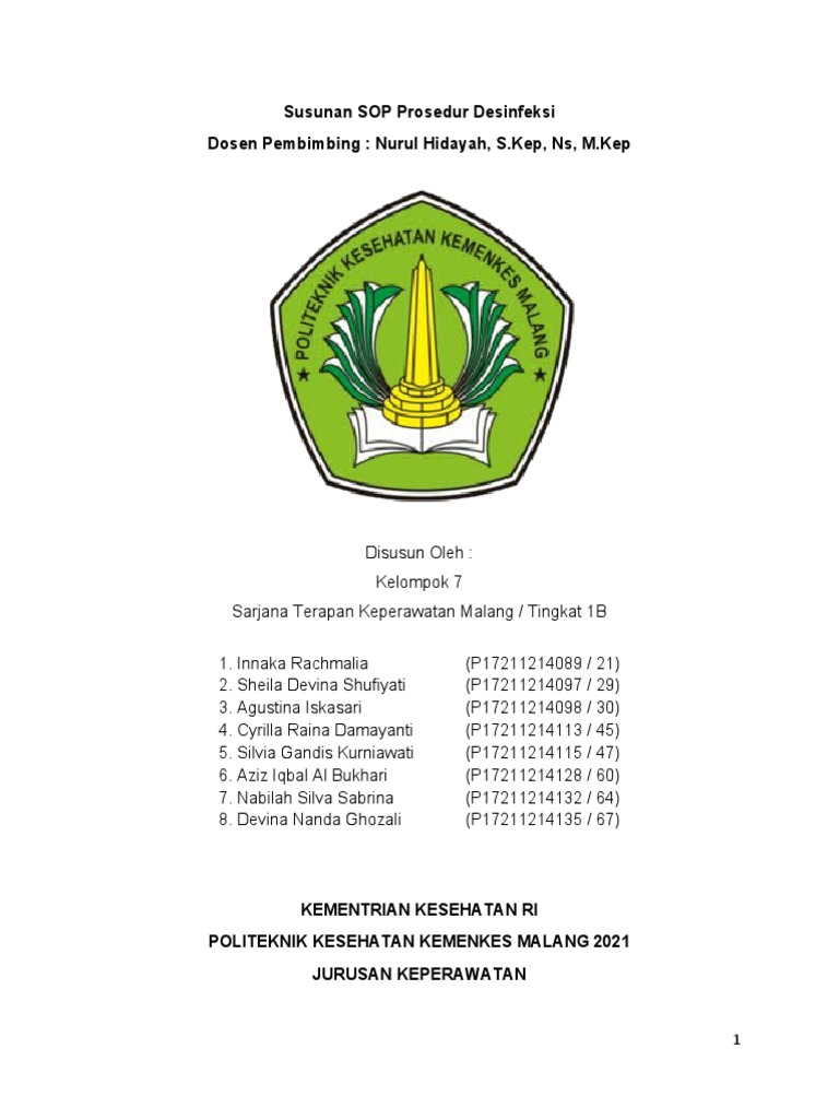 SOP Desinfeksi untuk Layanan Kesehatan | PDF