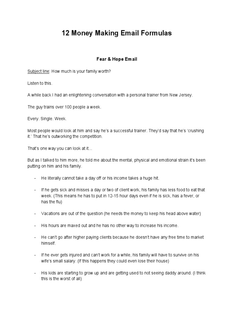 12 Money Making Email Formulas | PDF