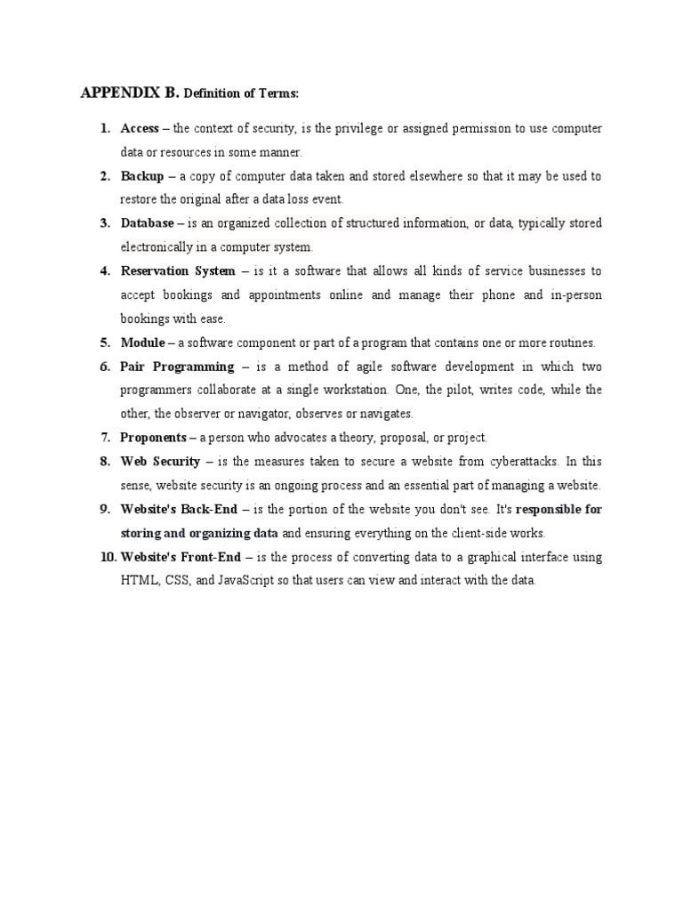 Appendix B Definition of Terms | PDF