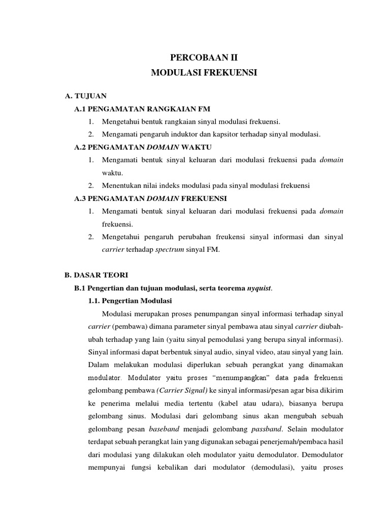 Eksperimen Modulasi Frekuensi FM | PDF