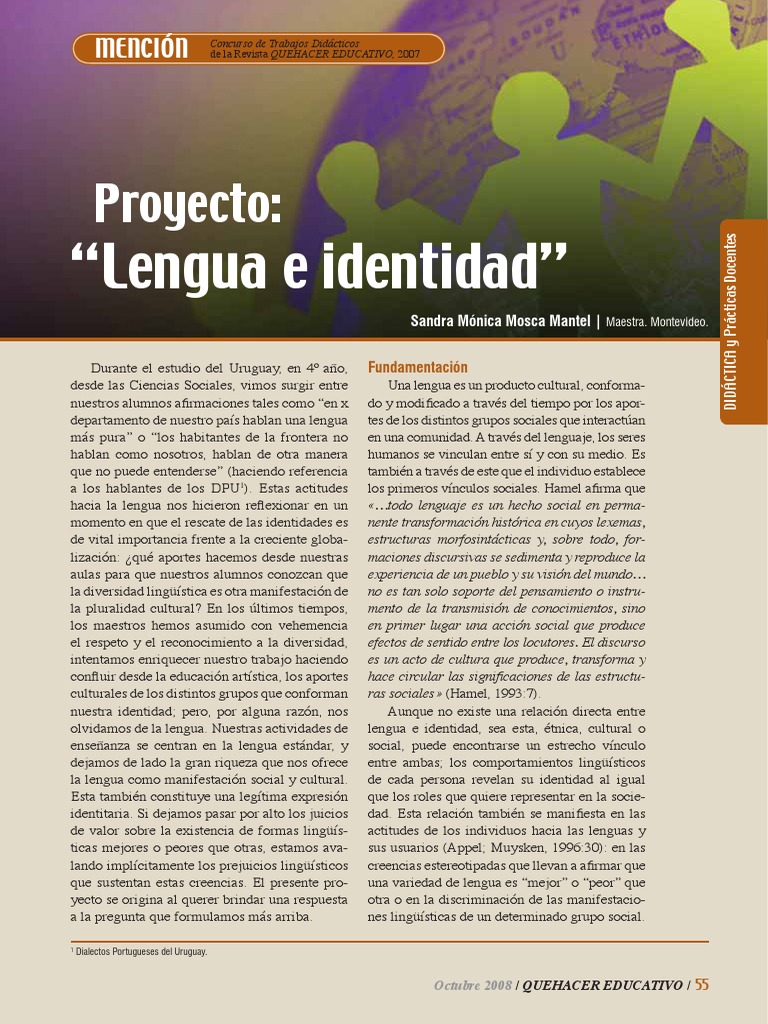 Proyecto: Lengua e Identidad | PDF | Lingüística | Dialecto