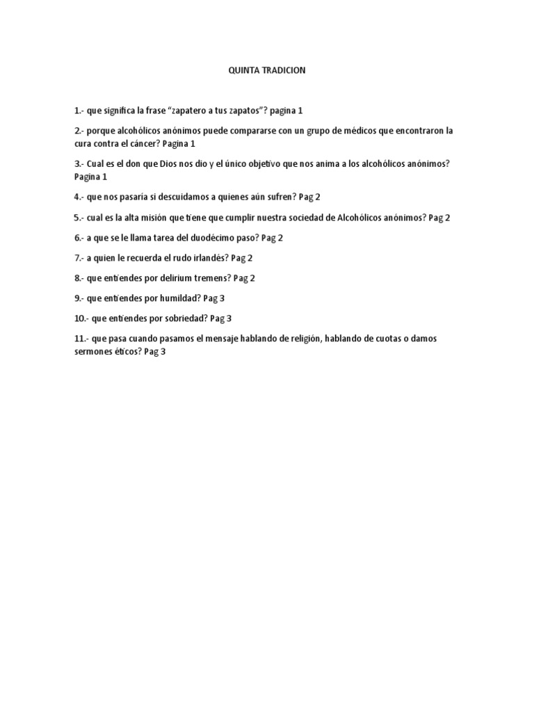 Preguntas de La Quinta Tradicion | PDF