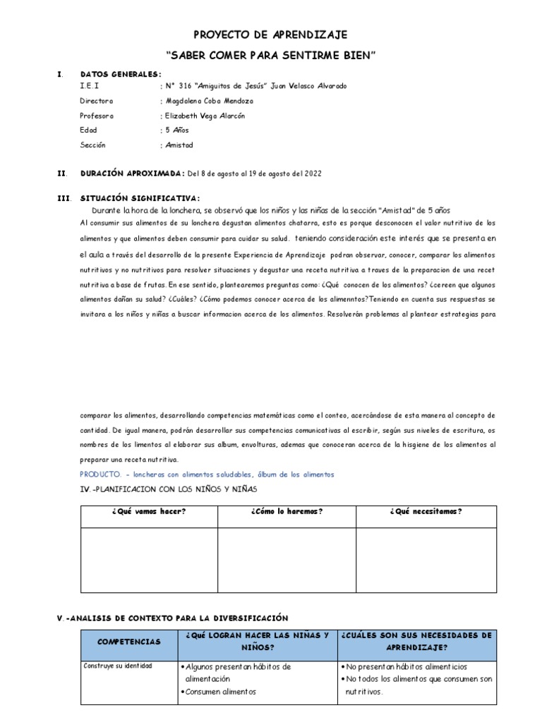 PROYECTO DE LOS ALIMENTOS | PDF