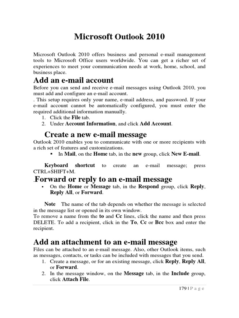 8b Microsoft Outlook2010 | PDF | Microsoft Outlook | Computer Architecture