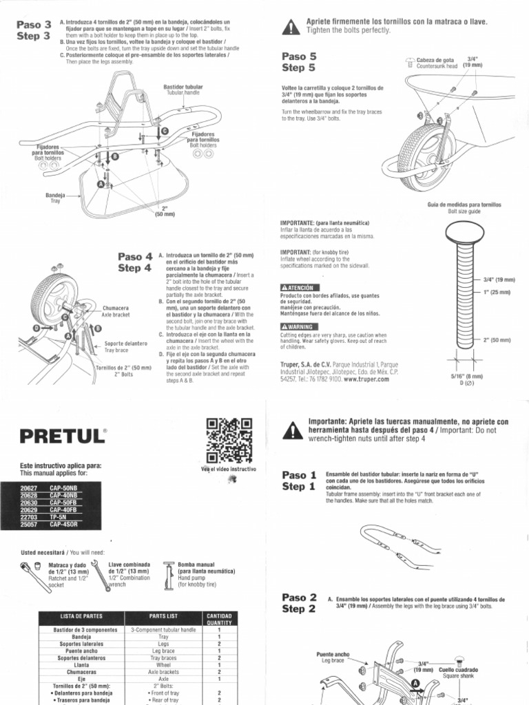 Instructivo Armado Carretila Pretul CAP50NB | PDF | Carpintería | Metalurgia