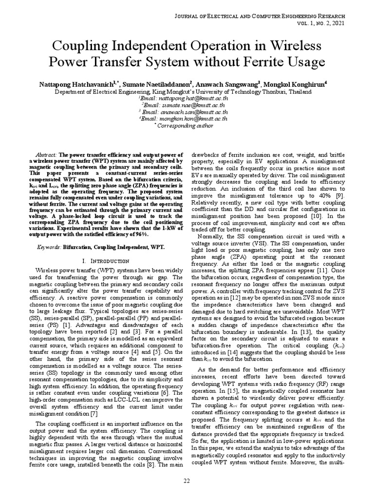 Coupling Independent Operation in Wireless Power Transfer System Without Ferrite Usage ...