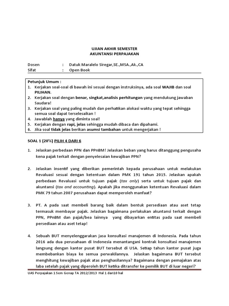 Uas Akuntansi Perpajakan | PDF | Pengelolaan Keuangan & Uang