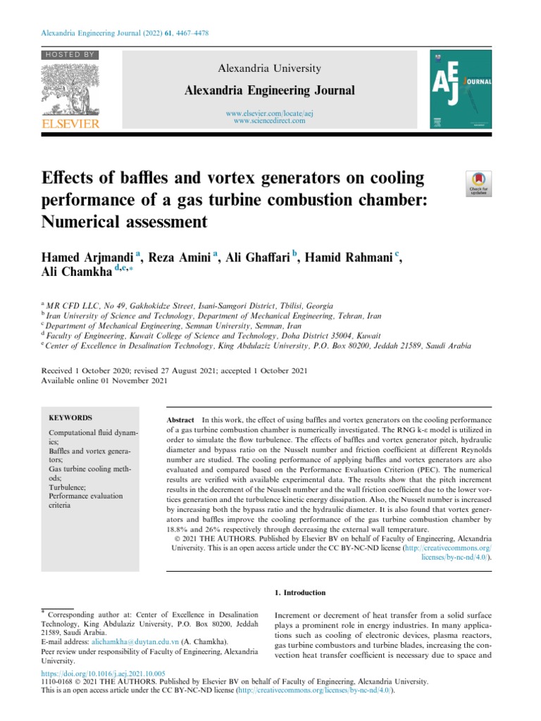 Effects of Baffles and Vortex Generators On Cooling | PDF | Heat ...