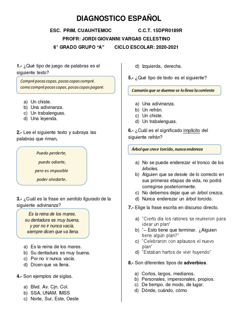 Diagnostico Español | PDF