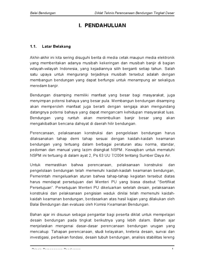 Modul Prinsip Perencanaan Bendungan | PDF | Sains & Matematika