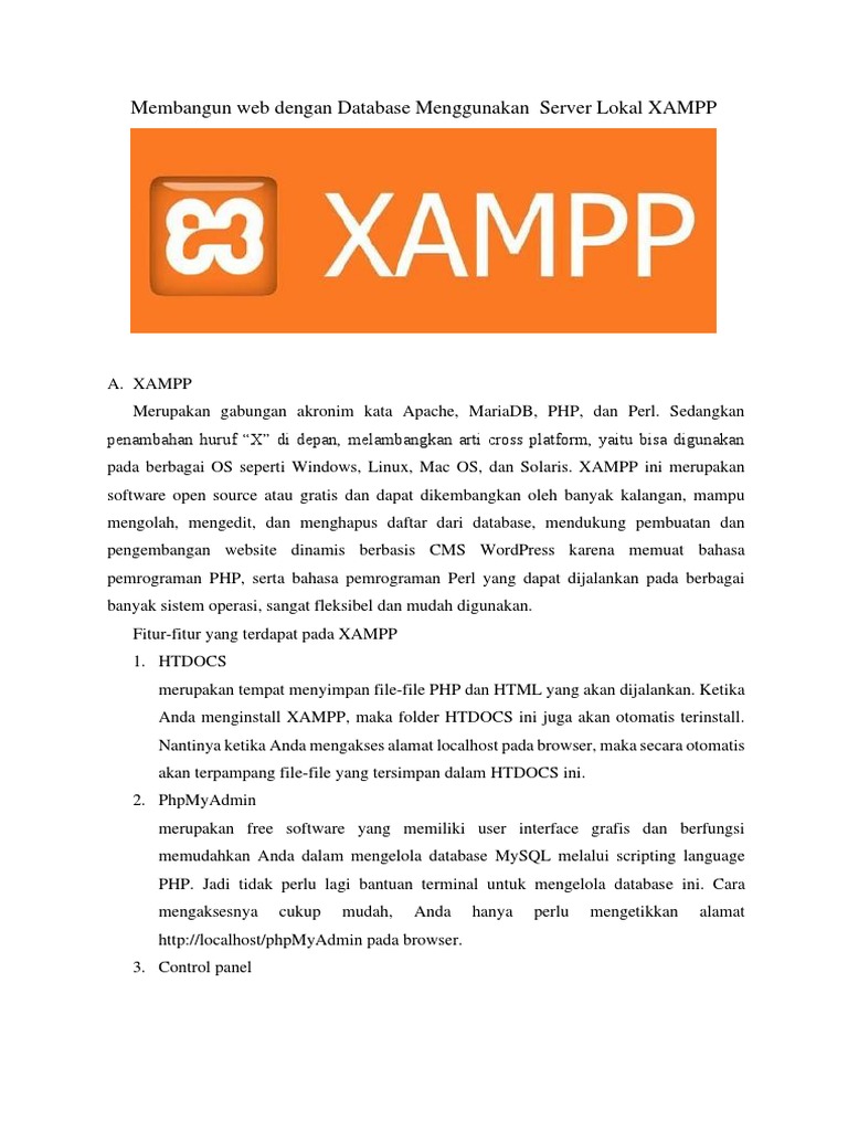 Membangun Web Dengan Database Menggunakan Server Lokal XAMPP | PDF Membangun Web Dengan Database Menggunakan Server Lokal XAMPP | PDF