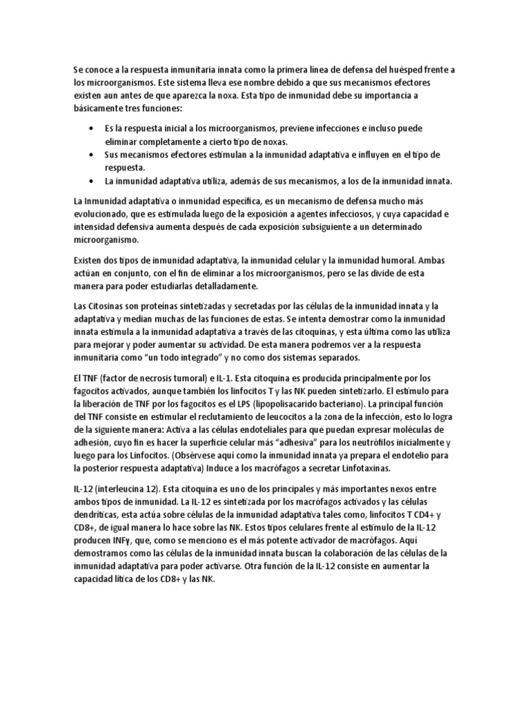 Se Conoce A La Respuesta Inmunitaria Innata Como La Primera Línea de ...