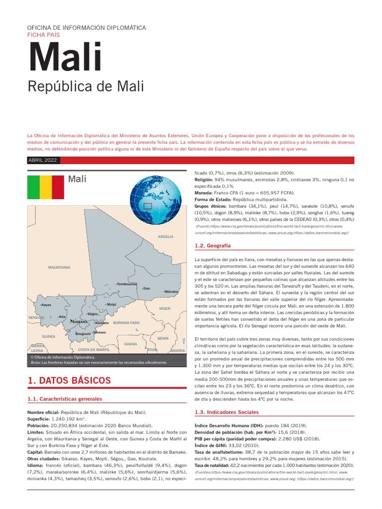 Mali - Ficha Pais | PDF | Mali