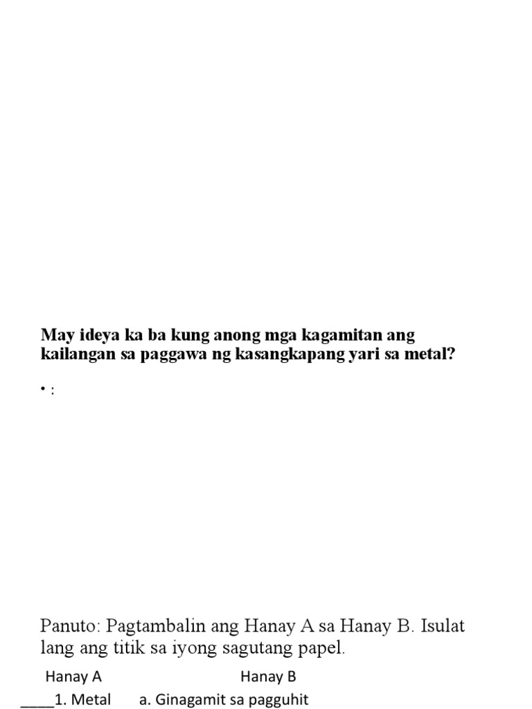 Paggawa NG Kasangkapang Yari Sa Metal | PDF Paggawa NG Kasangkapang Yari Sa Metal | PDF