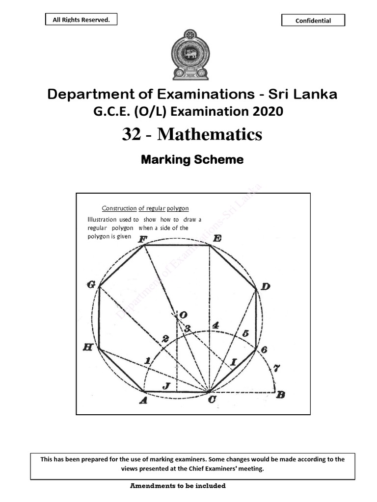 G.C.E. Ordinary Level Mathematics Answers 2021 in English Medium | PDF