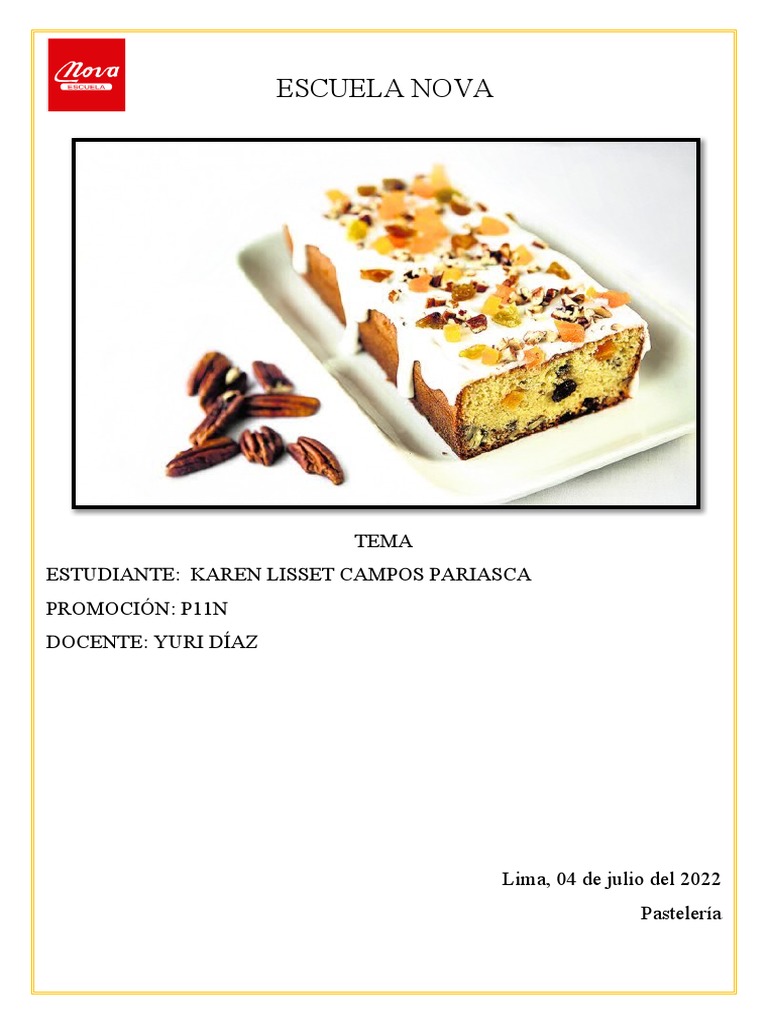 Monografía Queque Inglés | PDF | Levadura en polvo | Huevo como alimento