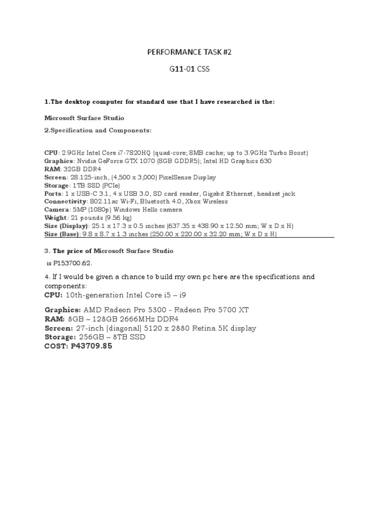 Performance Task No. 2 | PDF | Games & Activities | Computers
