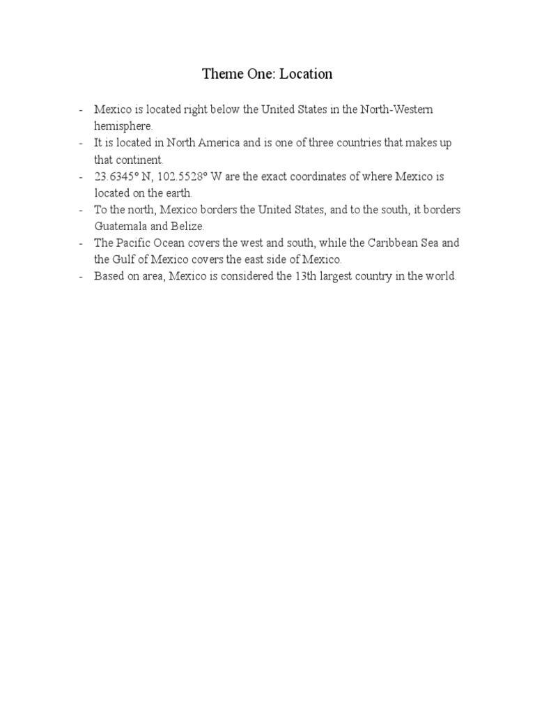 5 Themes of Geography Project | PDF | Mexico | Mexico City