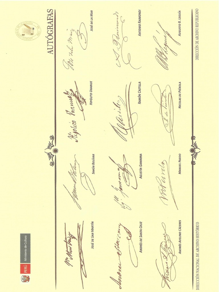 Autografas de Personajes Históricos - Perú I | PDF