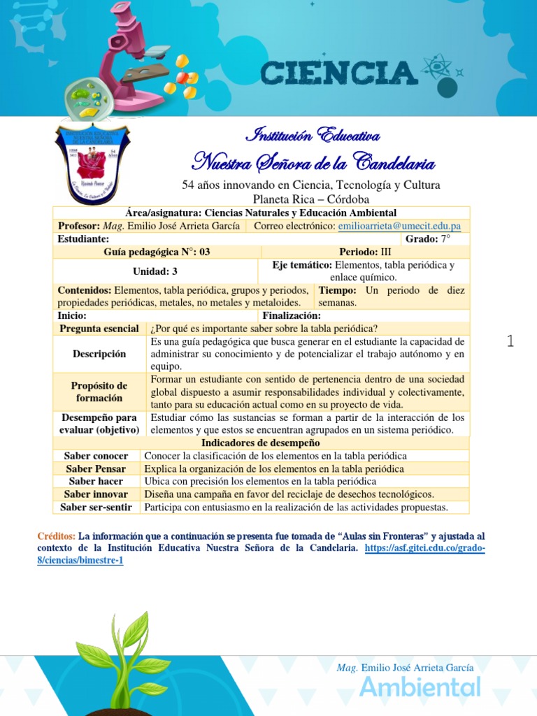 Séptimo - Periodo 3 | PDF | Elementos químicos | Rieles
