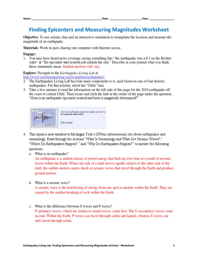 CSM Findingepicenter Activity1 Worksheet Answers v4 | PDF | Earthquakes ...