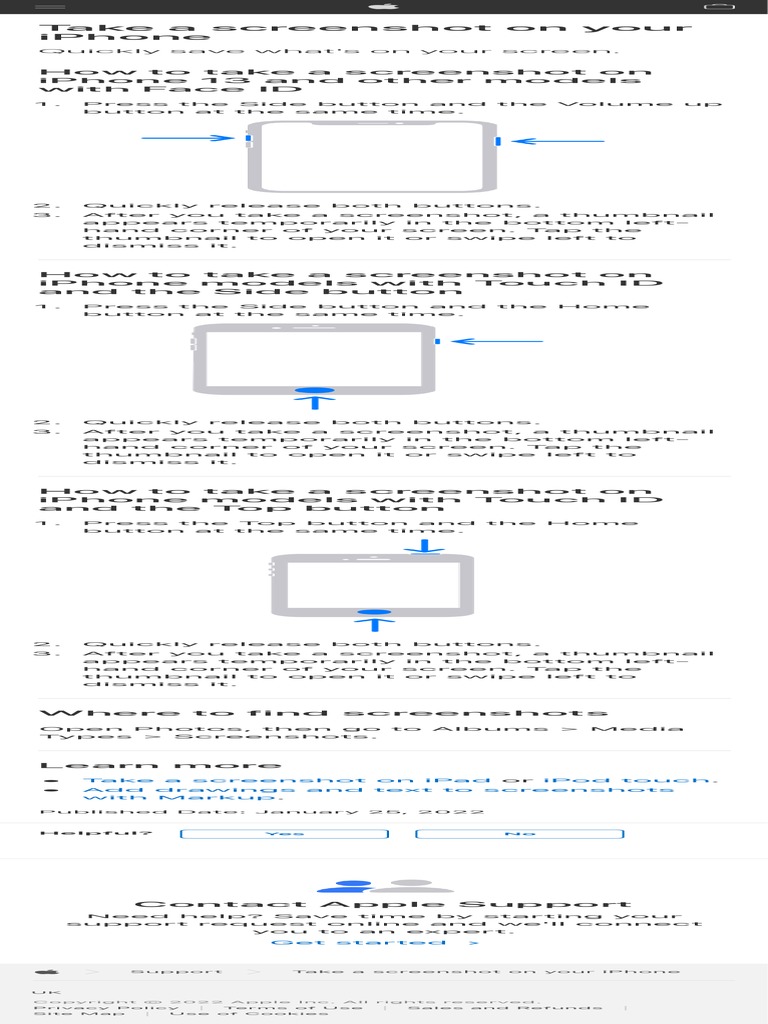 Take A Screenshot On Your Iphone - Apple Support (UK) | PDF | Business ...
