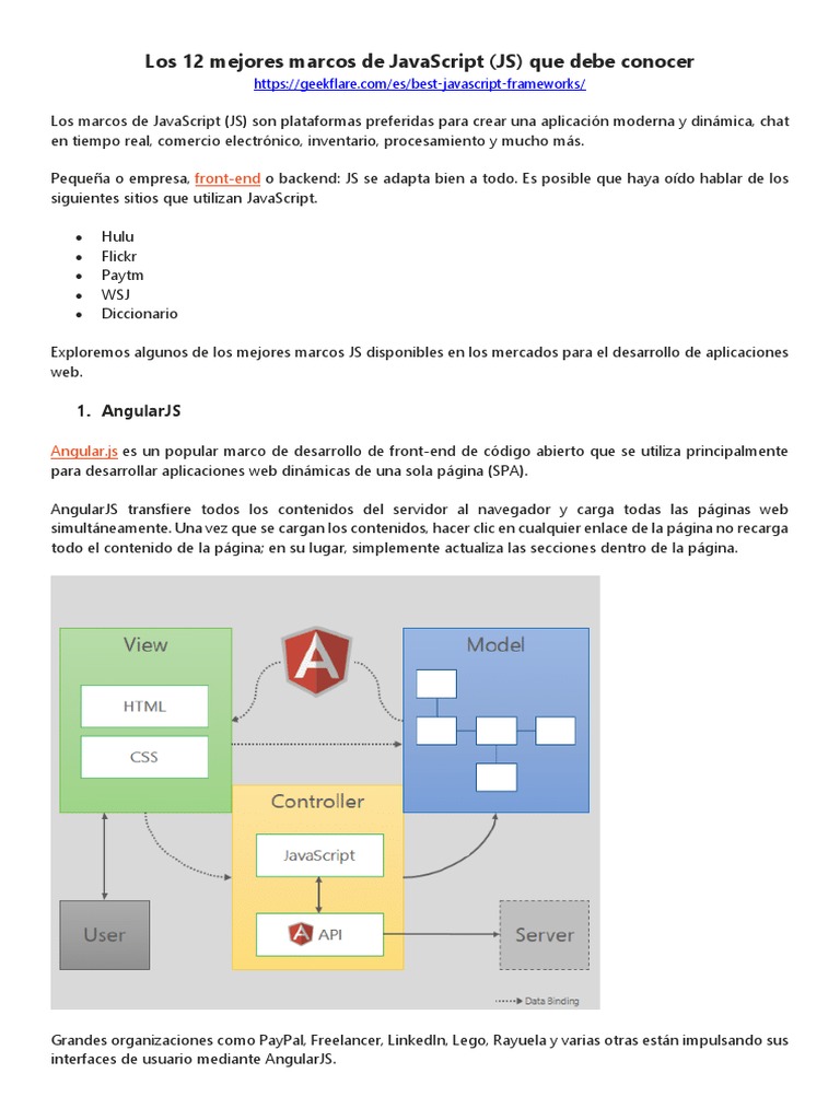 Los 12 Mejores Marcos de JavaScript | PDF | Script Java | Red mundial
