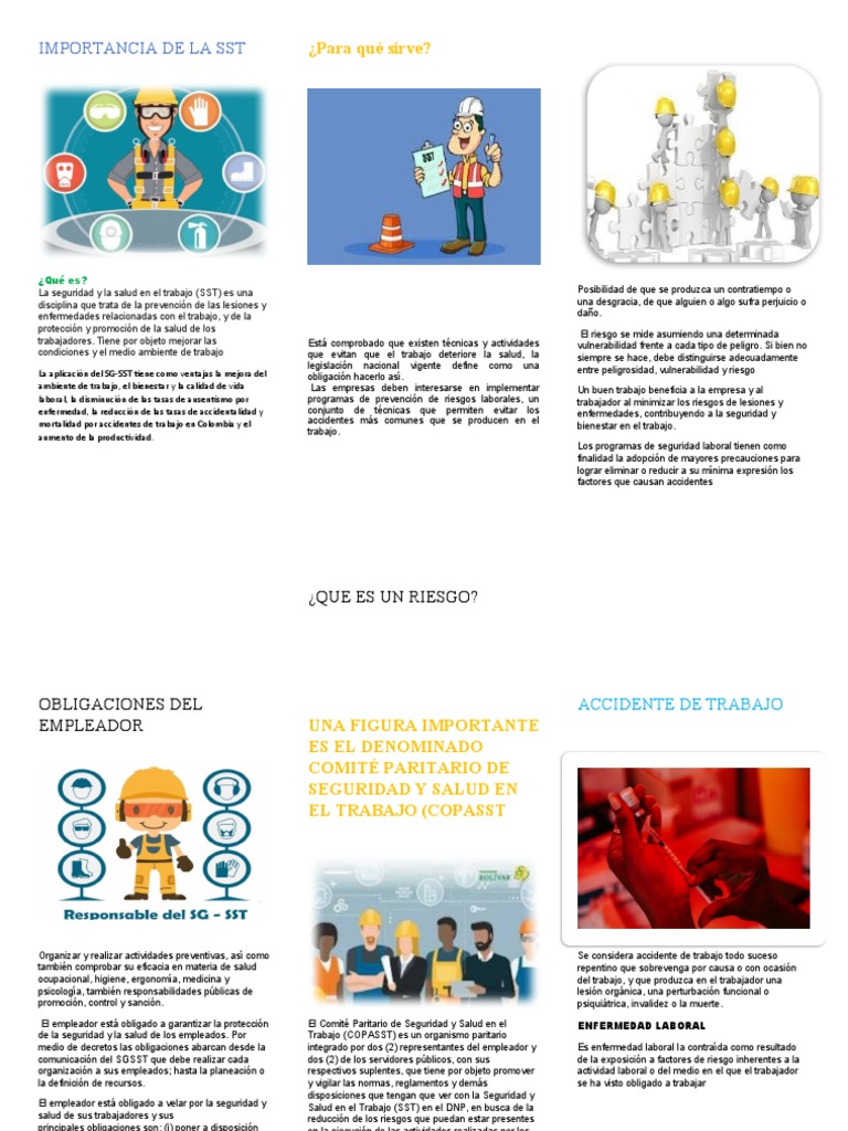 Folleto Word SST | PDF | Riesgo | La seguridad