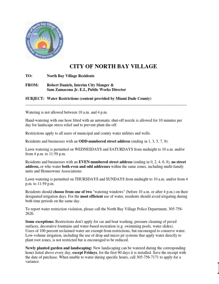 Notice Water Restrictions No Date | PDF | Home & Garden | Technology ...