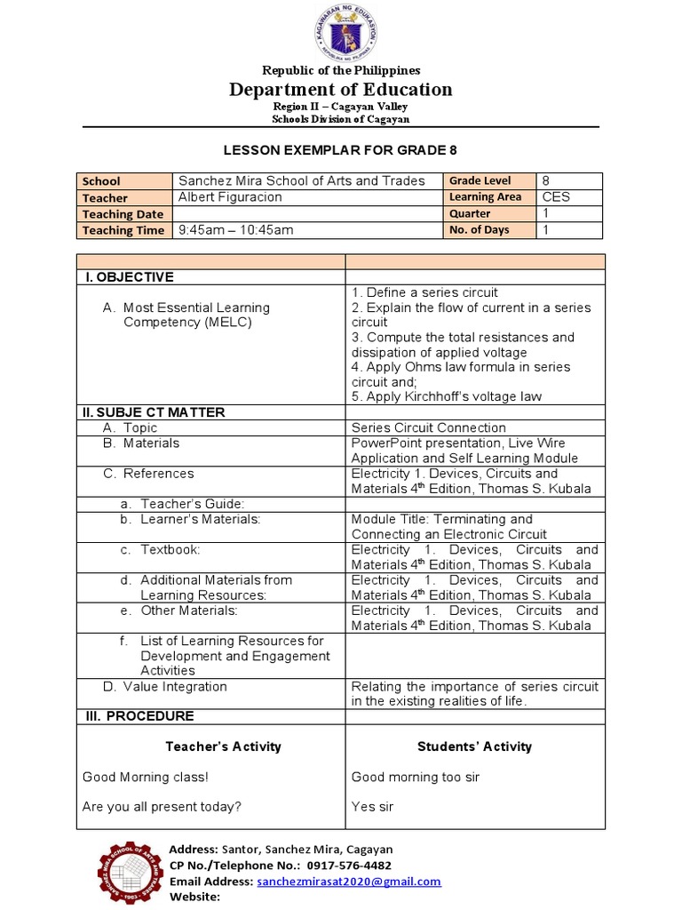 Detailed DLL DLP | PDF | Series And Parallel Circuits | Electrical Network