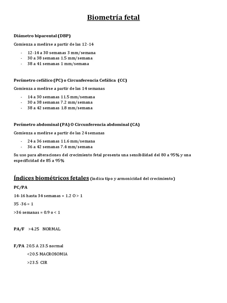 Biometría Fetal | PDF