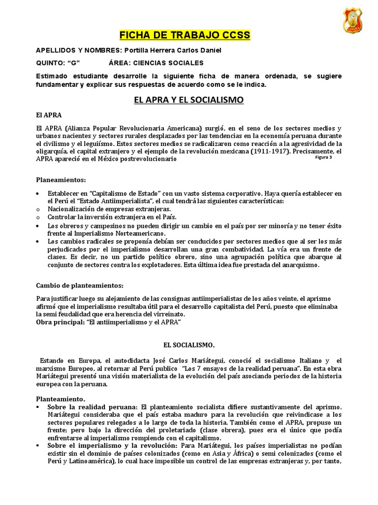 Ficha de Trabajo 5° CCSS | PDF | Teorías políticas | Socialismo