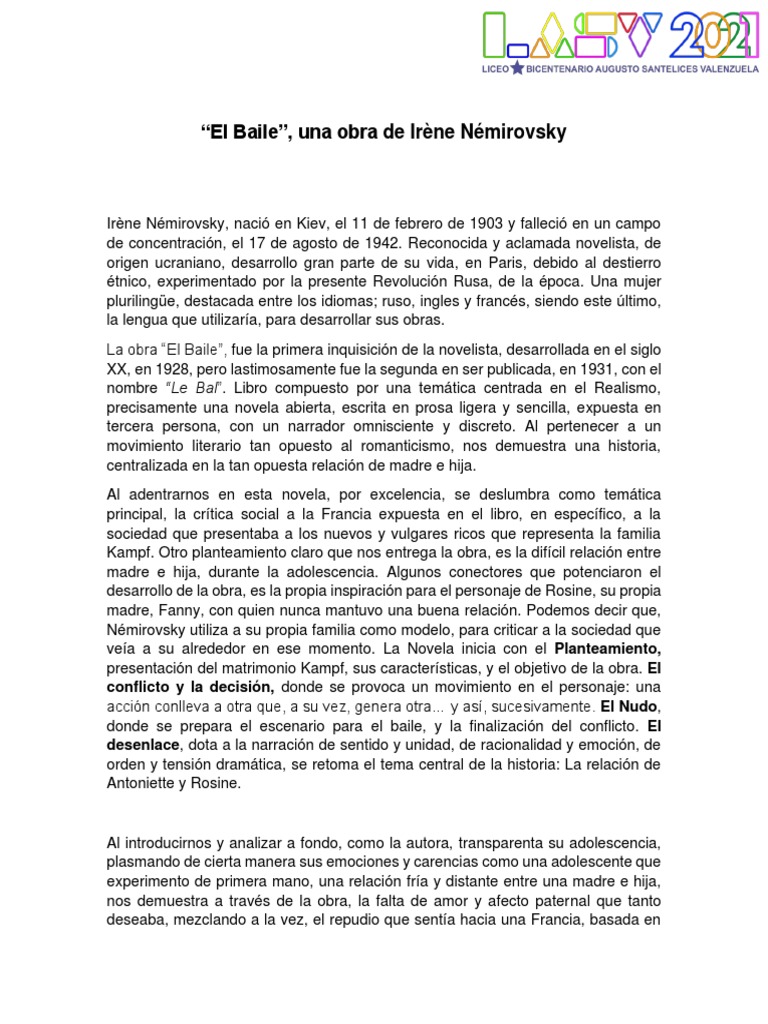 El Baile - Irene Nemirovski | PDF | Novelas