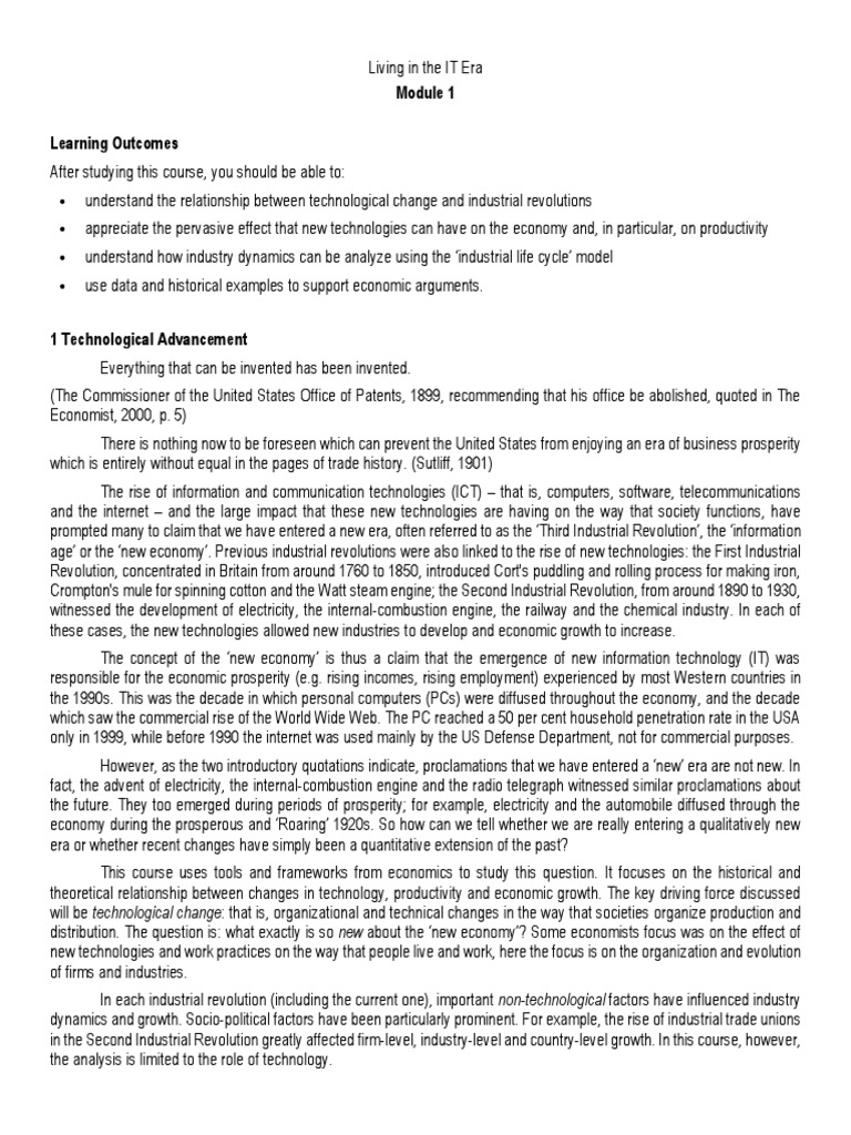 Living in The IT Era Module 1 | PDF | Business Cycle | Personal Computers