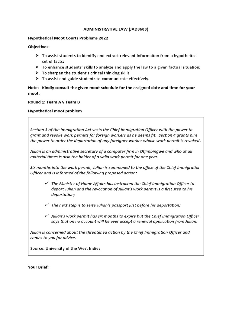 Moot Court Hypothetical Problems 2022 | PDF | Parole | Refugee