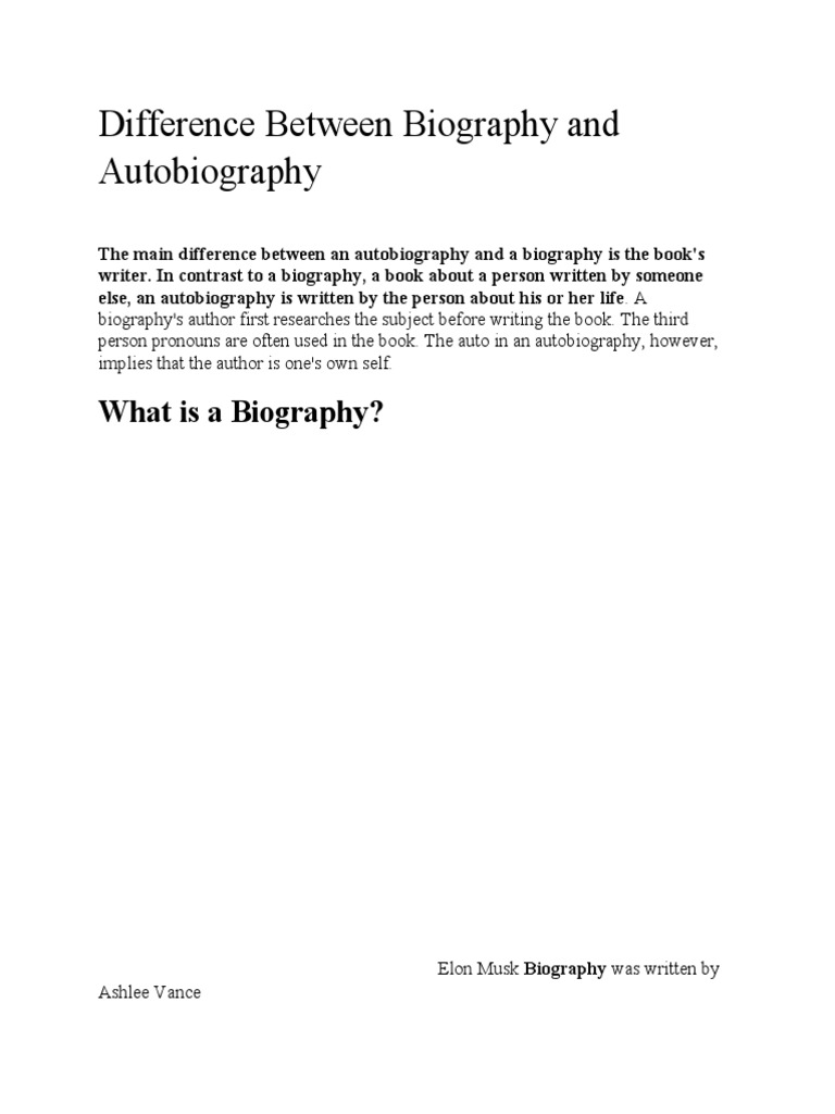 Autobiography vs. Biography | PDF | Autobiographies | Biography