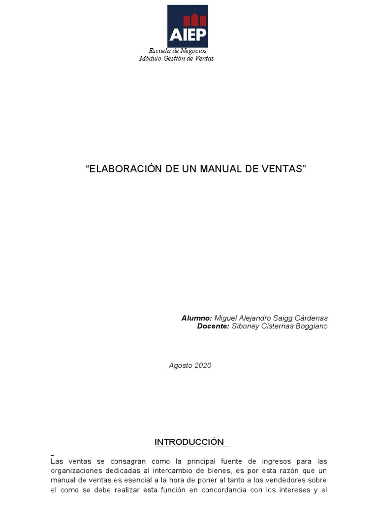 Manual de Ventas Miguel Saigg | PDF