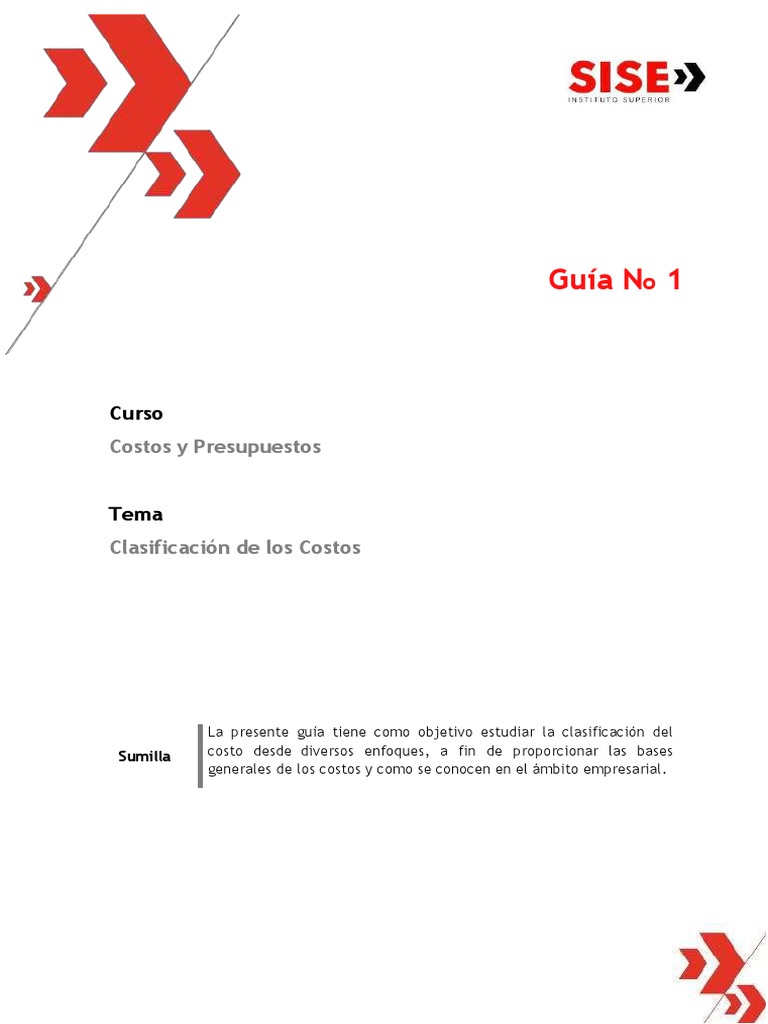 Guía 1 - Costos y Presupuestos | PDF | Costo | Presupuesto