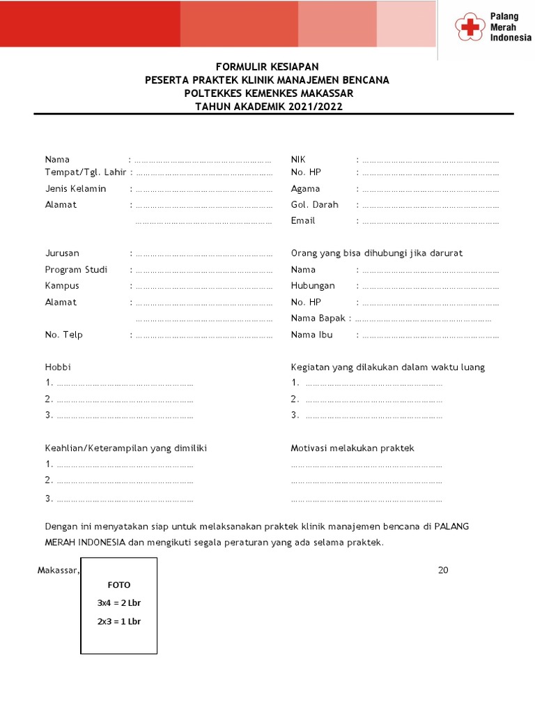 Formulir Kesiapan Praktek | PDF