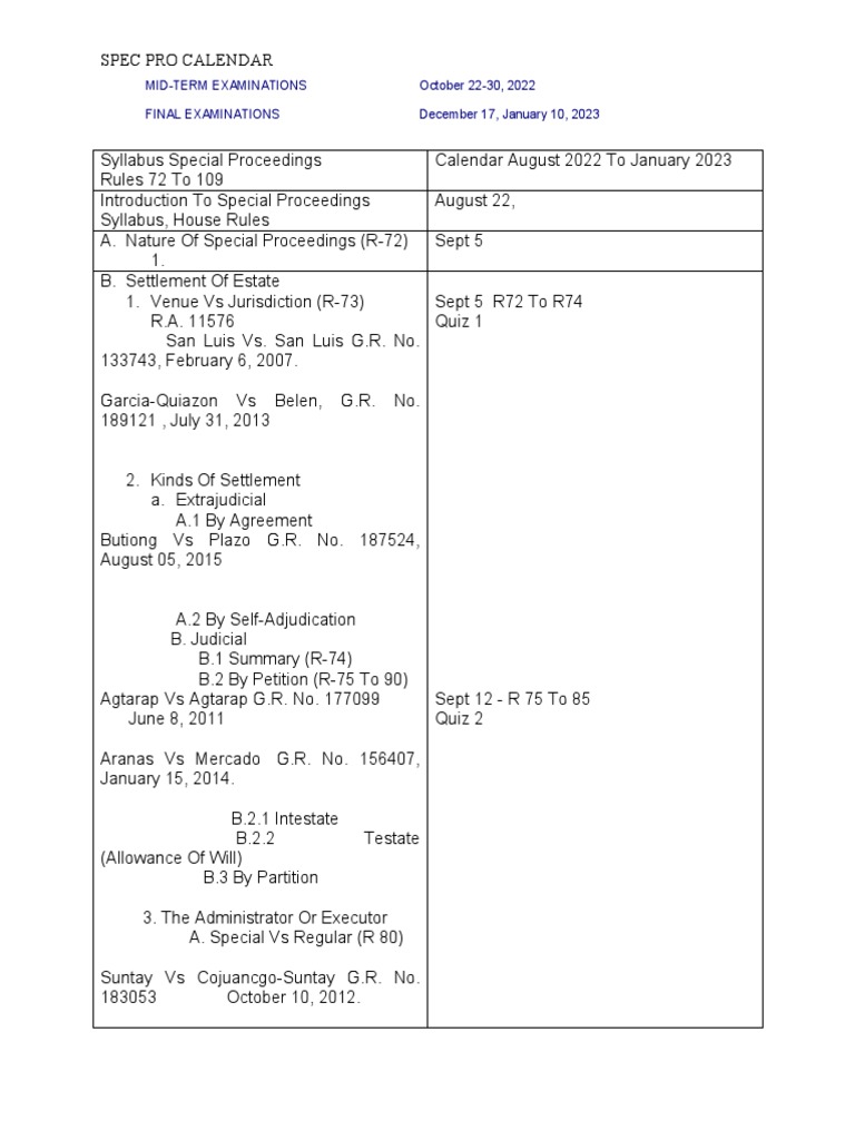 Syllabus Special Proceedings | PDF | Justice | Crime & Violence