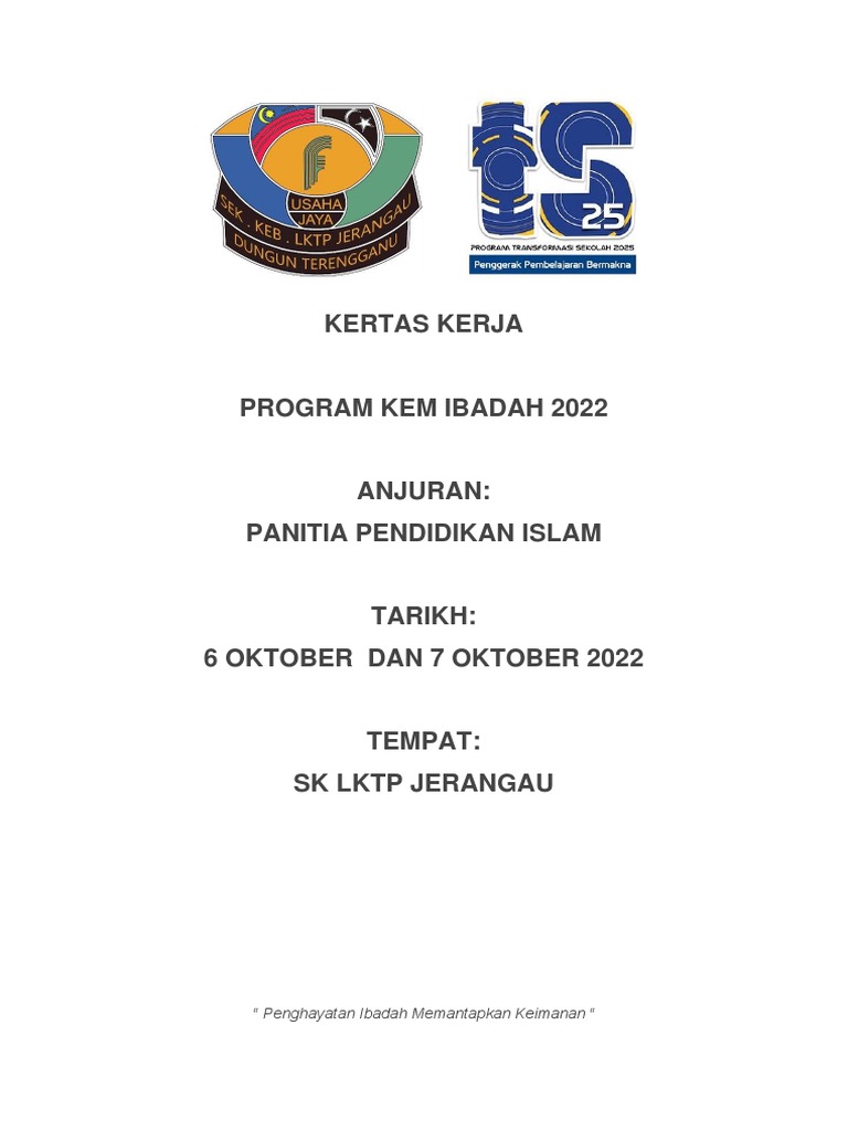 Kertas Kerja Kem Ibadah SK LKTP J 2022 | PDF