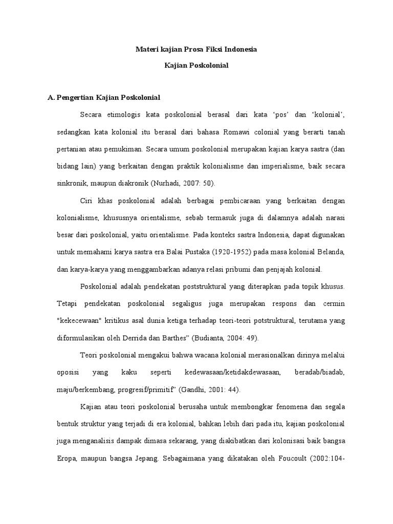 Materi Kajian Prosa Fiksi Indonesia | PDF