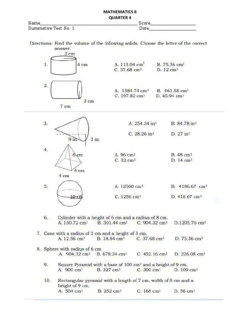 Mathematics 6 Q1 Summative Test | PDF